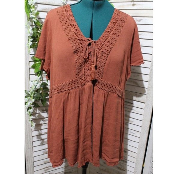 torrid | Tops | Torrid Rust Boho Blouse 35 | Poshmark